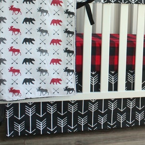 Woodland Moose Bear Boy Nursery Crib Bedding. Cribskirt - Minky Blanket ...