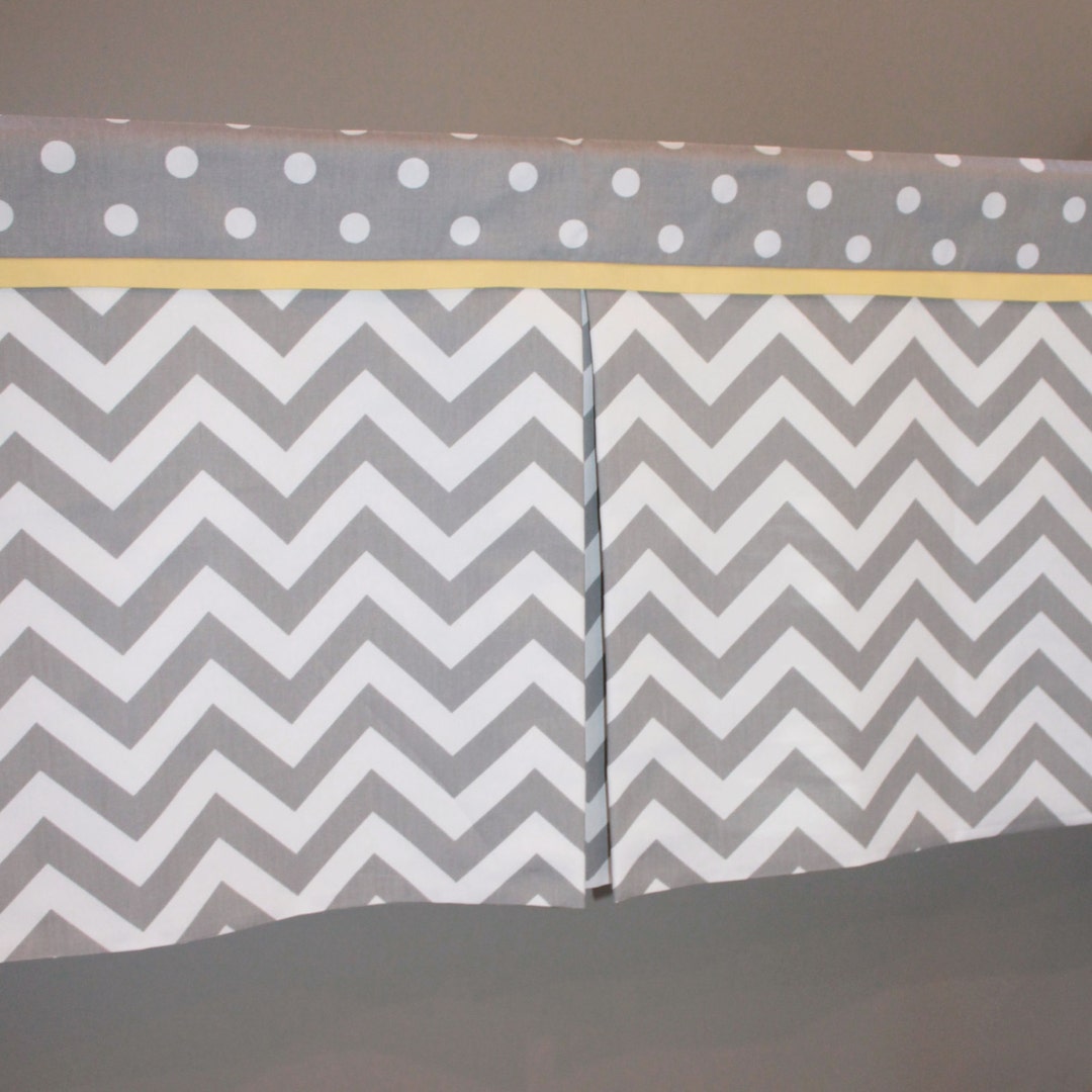 Custom Gray Chevron Box Pleat Valance. You Pick Accent Color. - Etsy