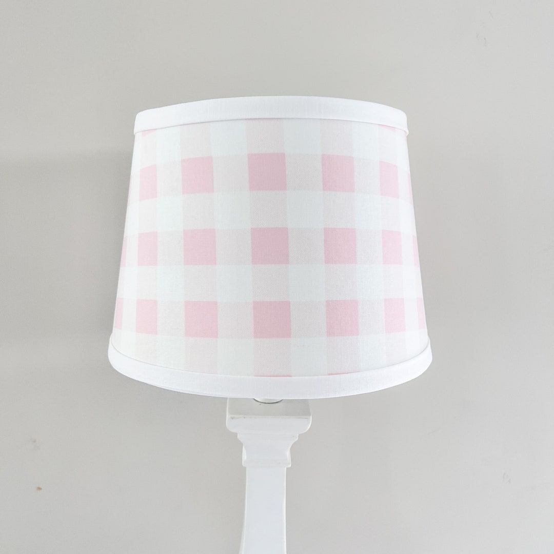 Pink White Check Lamp Shade. Nursery Kid Baby Room Decor Lighting - Etsy