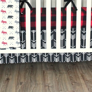 Woodland Moose Bear Boy Nursery Crib Bedding. Cribskirt - Minky Blanket ...