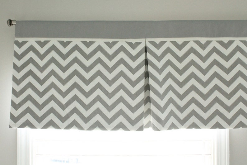 48 to 72 Custom Gray Chevron Box Pleat Valance. - Etsy