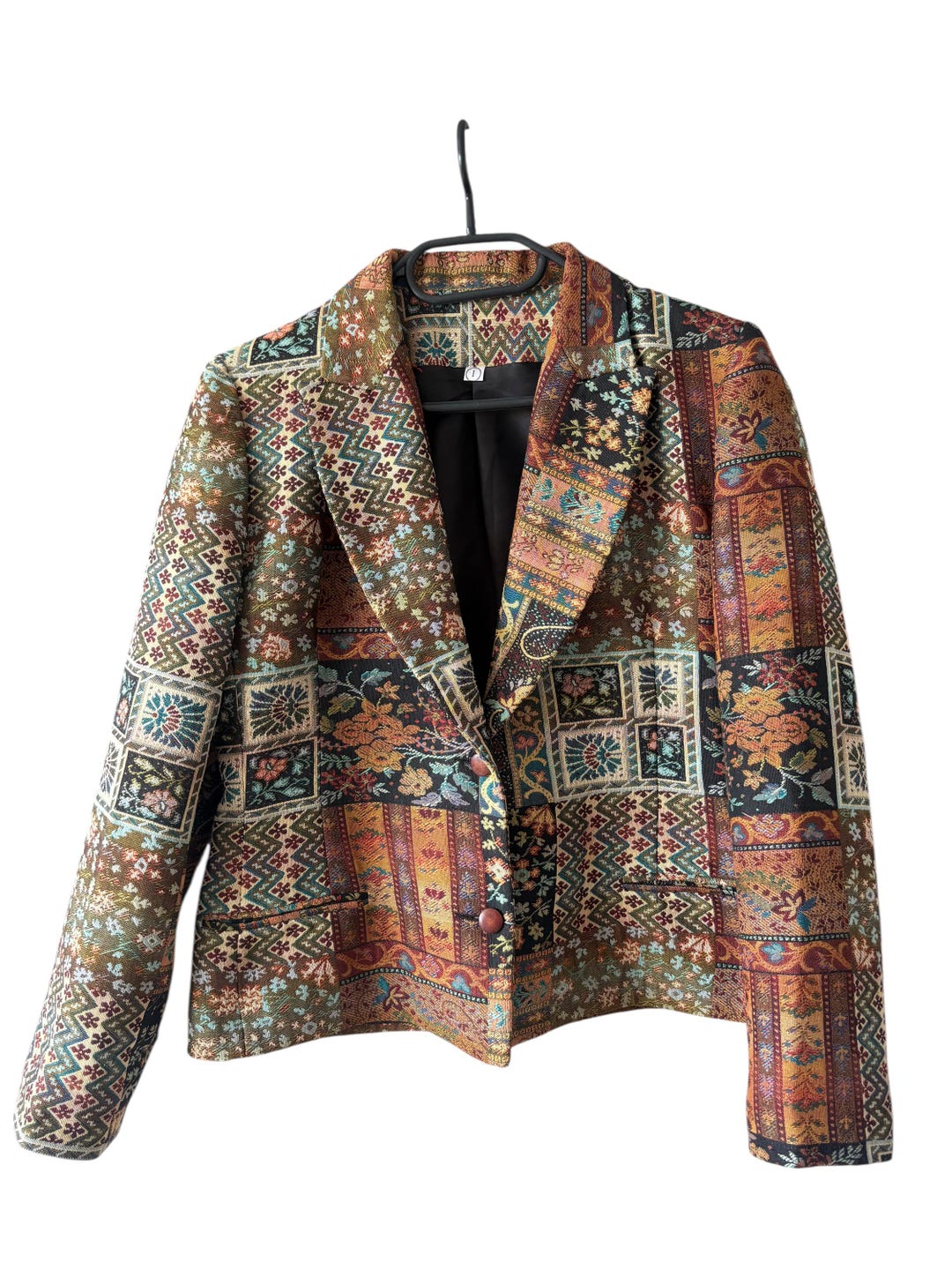 Vintage Tapestry Blazer Bohemian Floral Patchwork Jacket Retro Woven ...