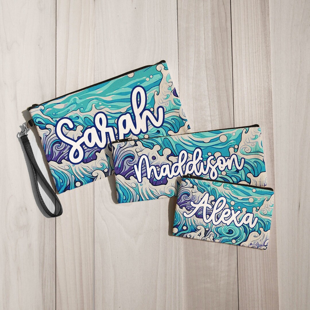 Personalized Zipper Pouch - Custom Name Makeup Bag - Summer Trippy ...