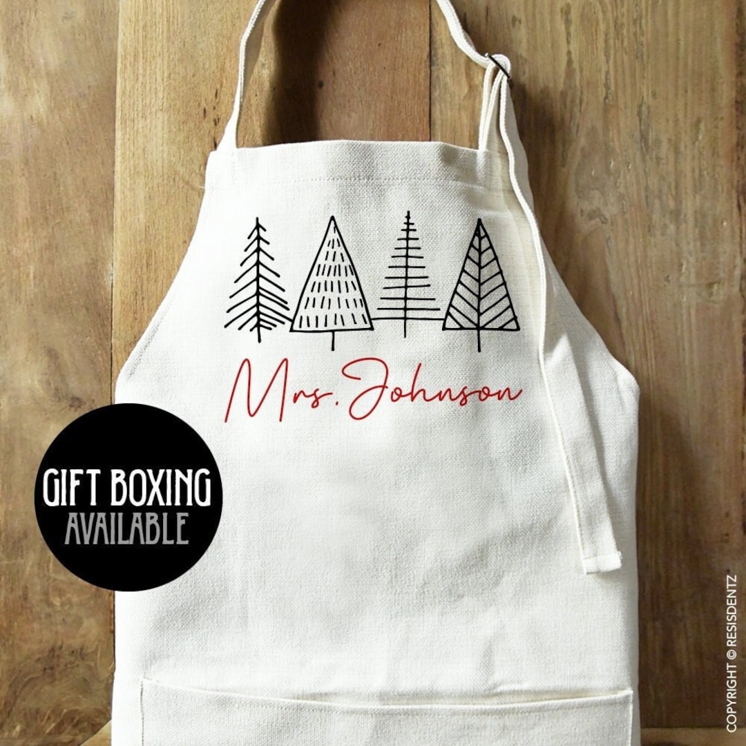 Custom Christmas Aprons Modern Christmas Tree Design Personalized With ...