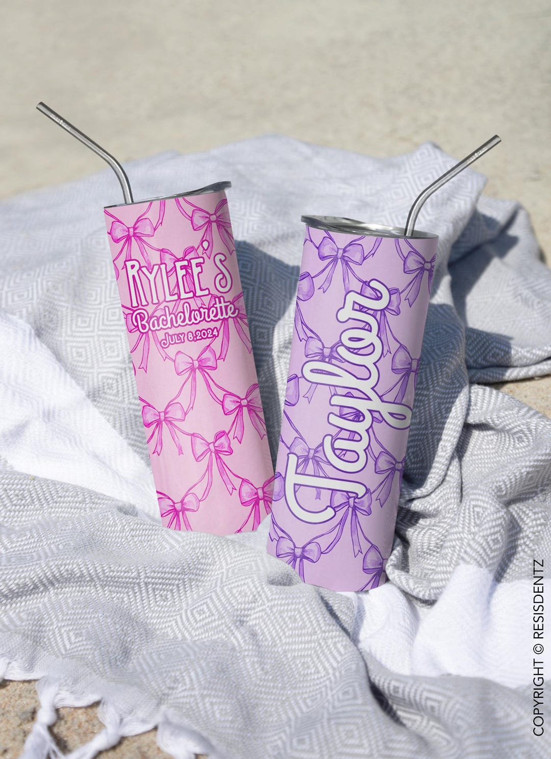 Elegant Bow Party Favors - 20oz Skinny Tumblers – Personalized Event ...