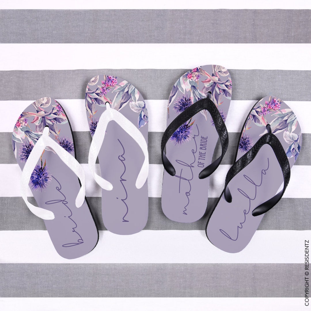 Custom Lavender Floral Flip Flops Bride and Bridesmaid Flip - Etsy