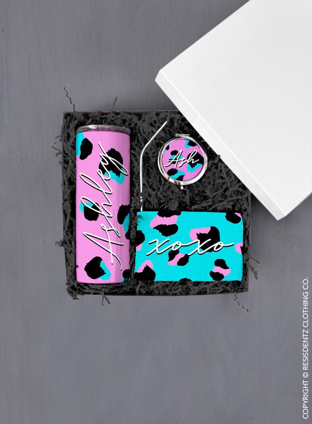 Valentines Day Gift Box for Her, Cheetah Leopard Print Aqua Pink ...