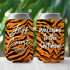 Tiger Print Custom Can Coolers, Birthday Cozies, Tiger Print ...