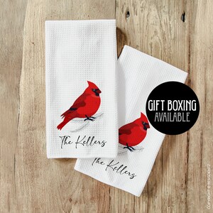Personalized Cardinal Kitchen Towels, Christmas Gift Dish Towels ...