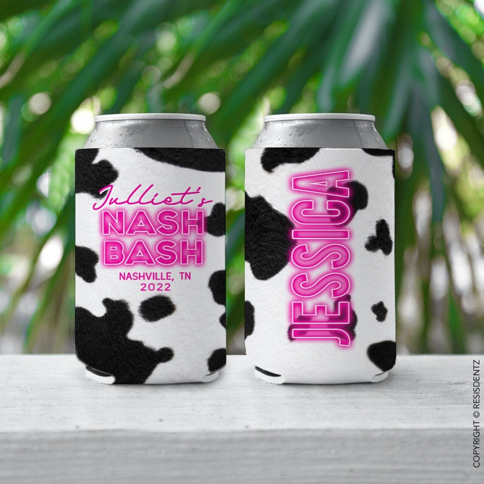 Custom Cow Print Neon Can Coolers, Nash Bash Lets Get Rowdy ...