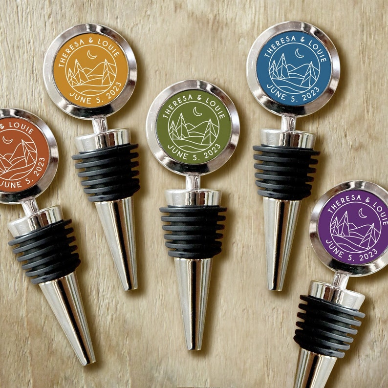 Wedding Favors - Personalized Mountain Wine Cork Stopper - Custom Wine ...