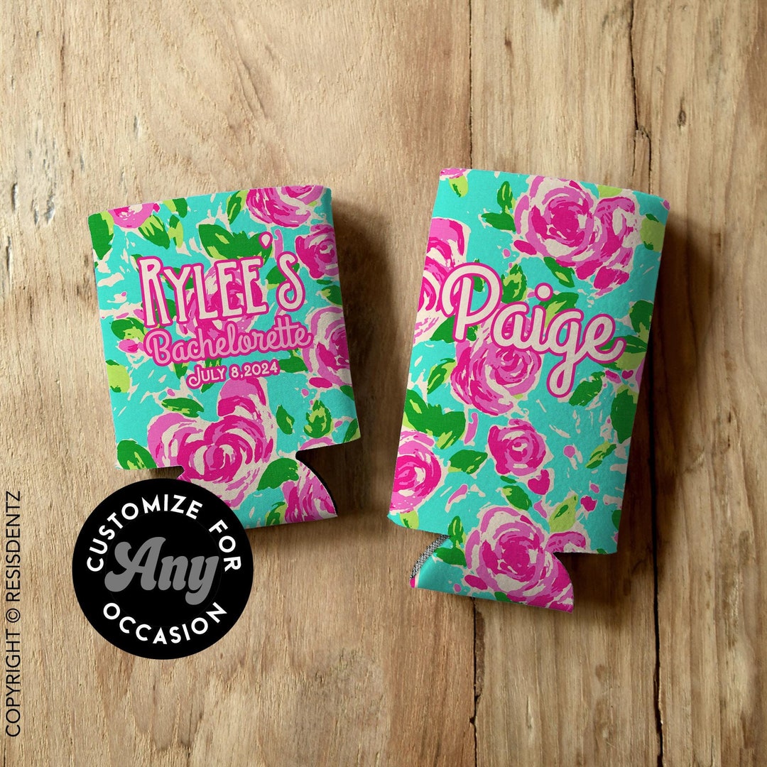 Custom Floral Can Coolers – Personalized Wedding, Shower, or Birthday ...