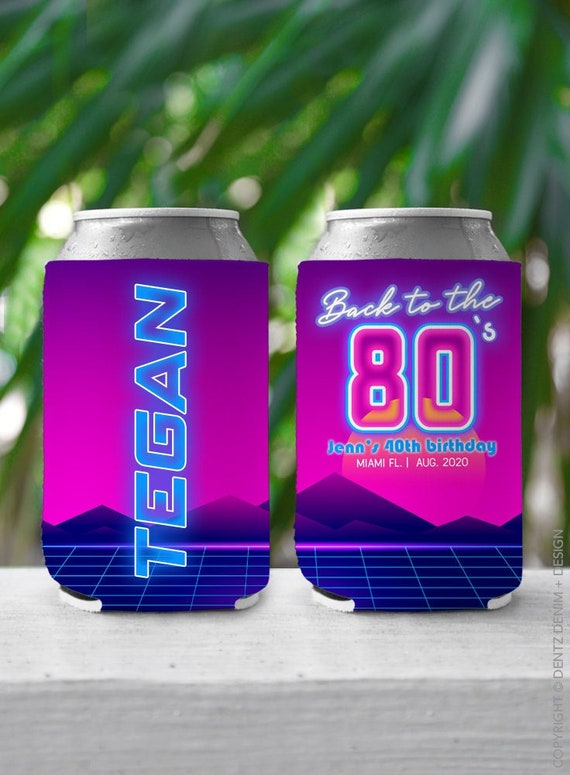 Back to the 80's Party Retro Neon Can Coolers Custom 80s - Etsy