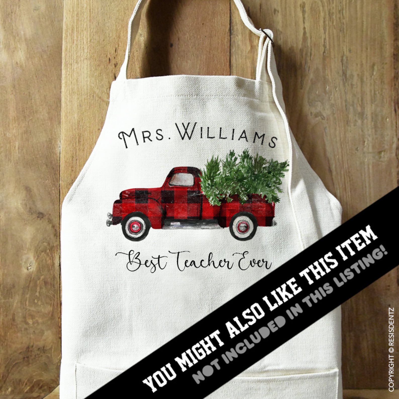 Custom Christmas Wreath Apron, Personalized Christmas Apron With ...