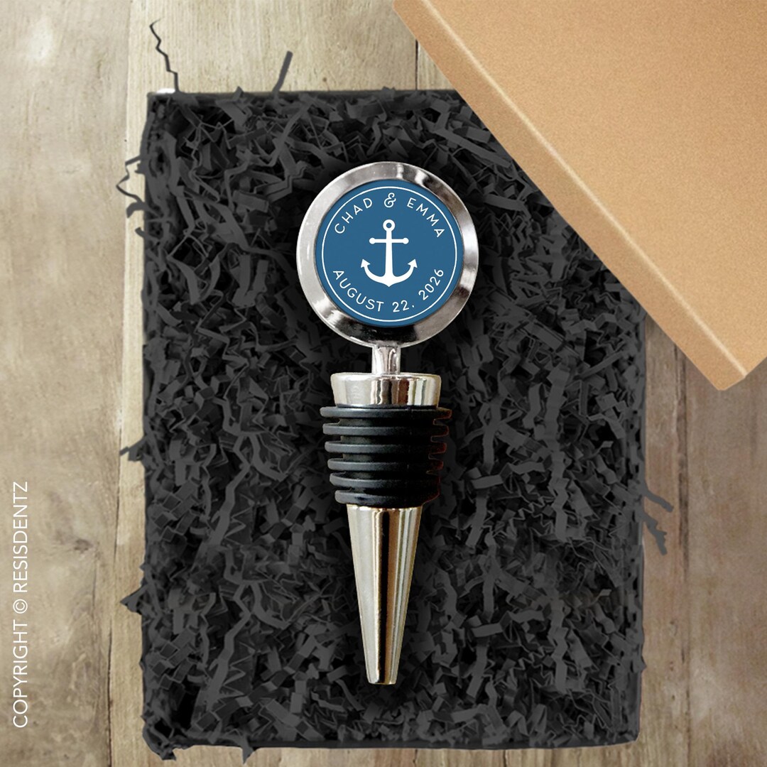 Coastal Beach Wine Stopper – Custom Wedding Favor, Beach Themed Bottle ...
