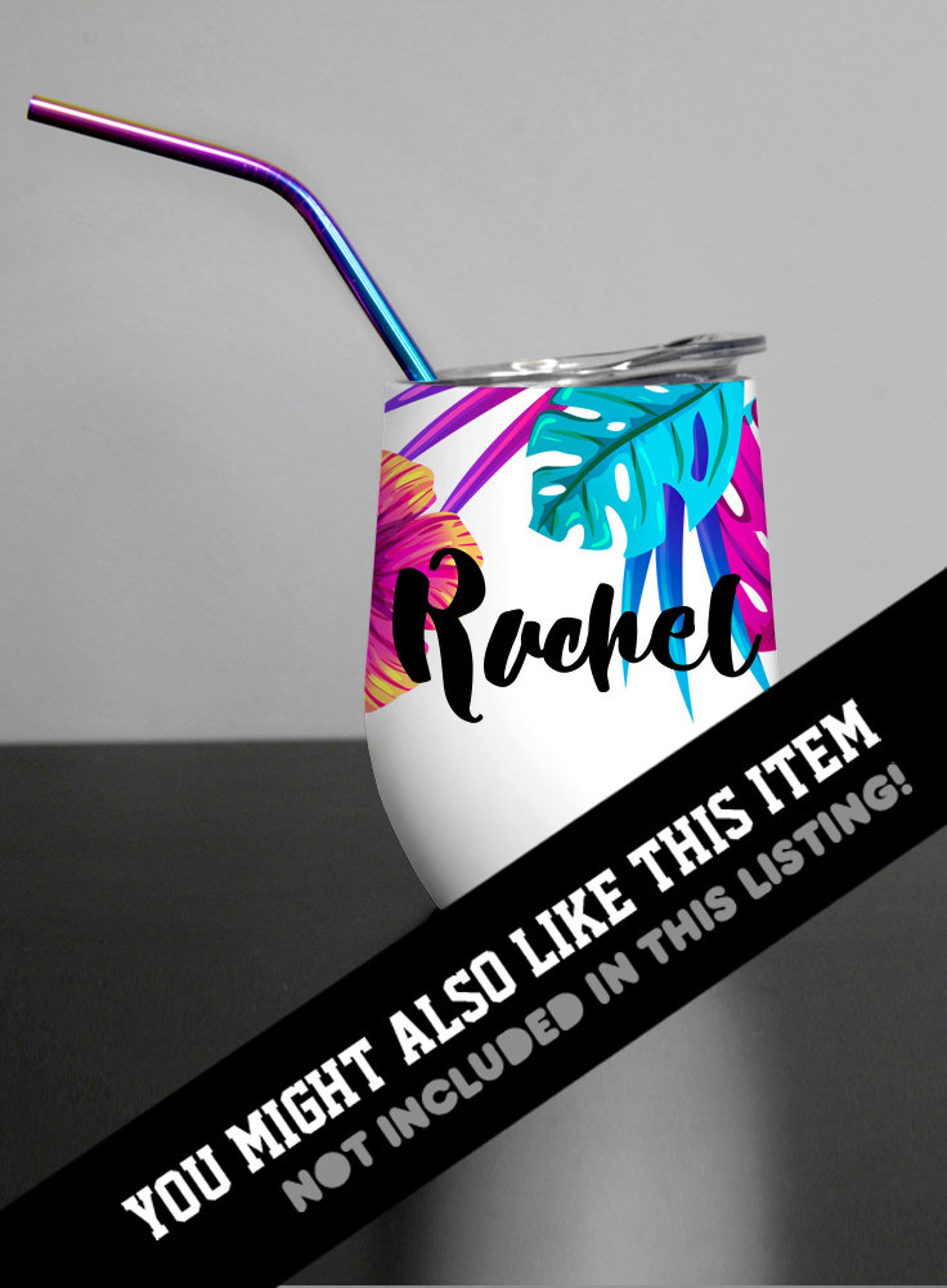 Palm Leaf Tumbler Gold Lettering Personalized Wine Tumbler - Etsy