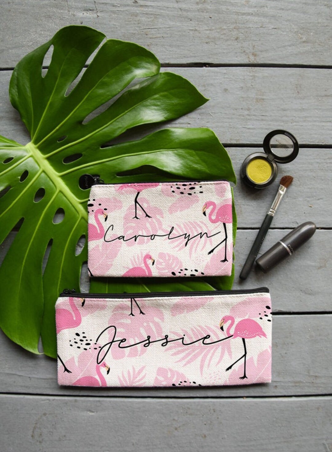 Personalized Flamingo Makeup Bag, Custom Bridesmaid Gift - Etsy