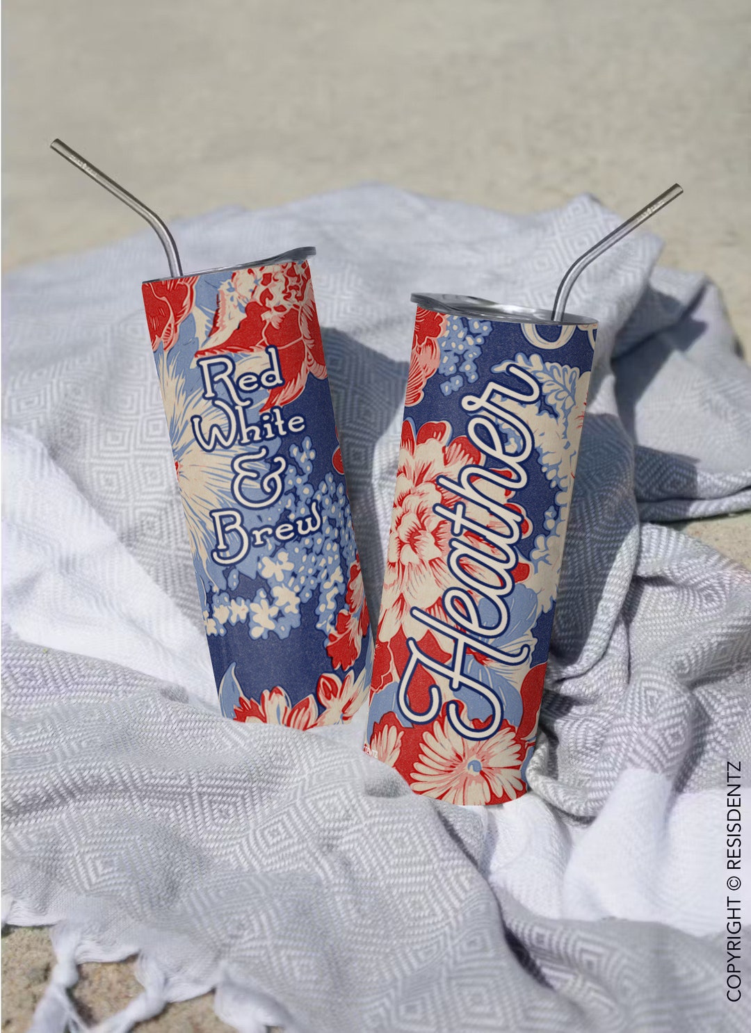 Custom Summer Red White and Blue Personalized Tumbler - Fourth of July ...