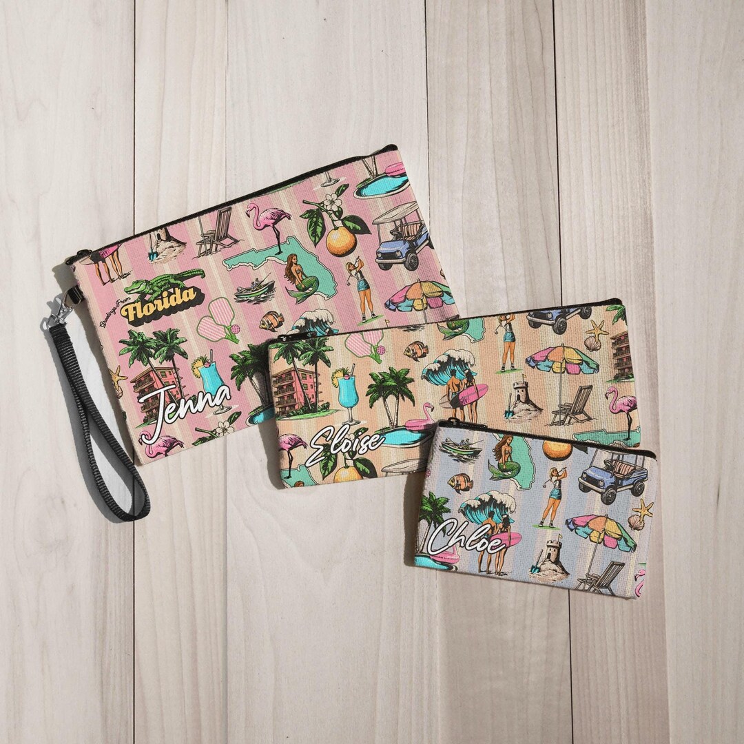 Personalized Florida-themed Canvas Pouches – Custom Retro Design in ...