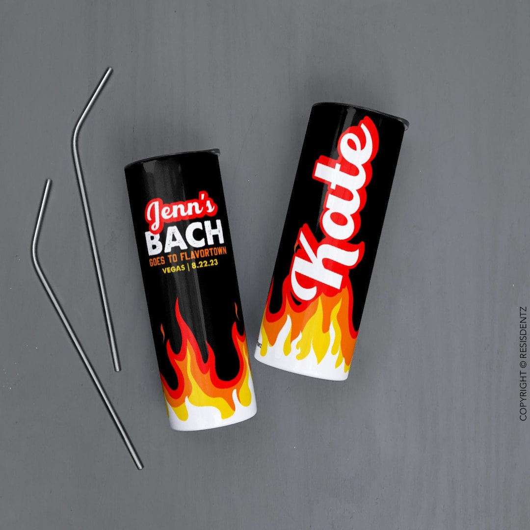 Flavortown Flame Bachelorette Tumblers, Custom Bridesmaids Skinny ...