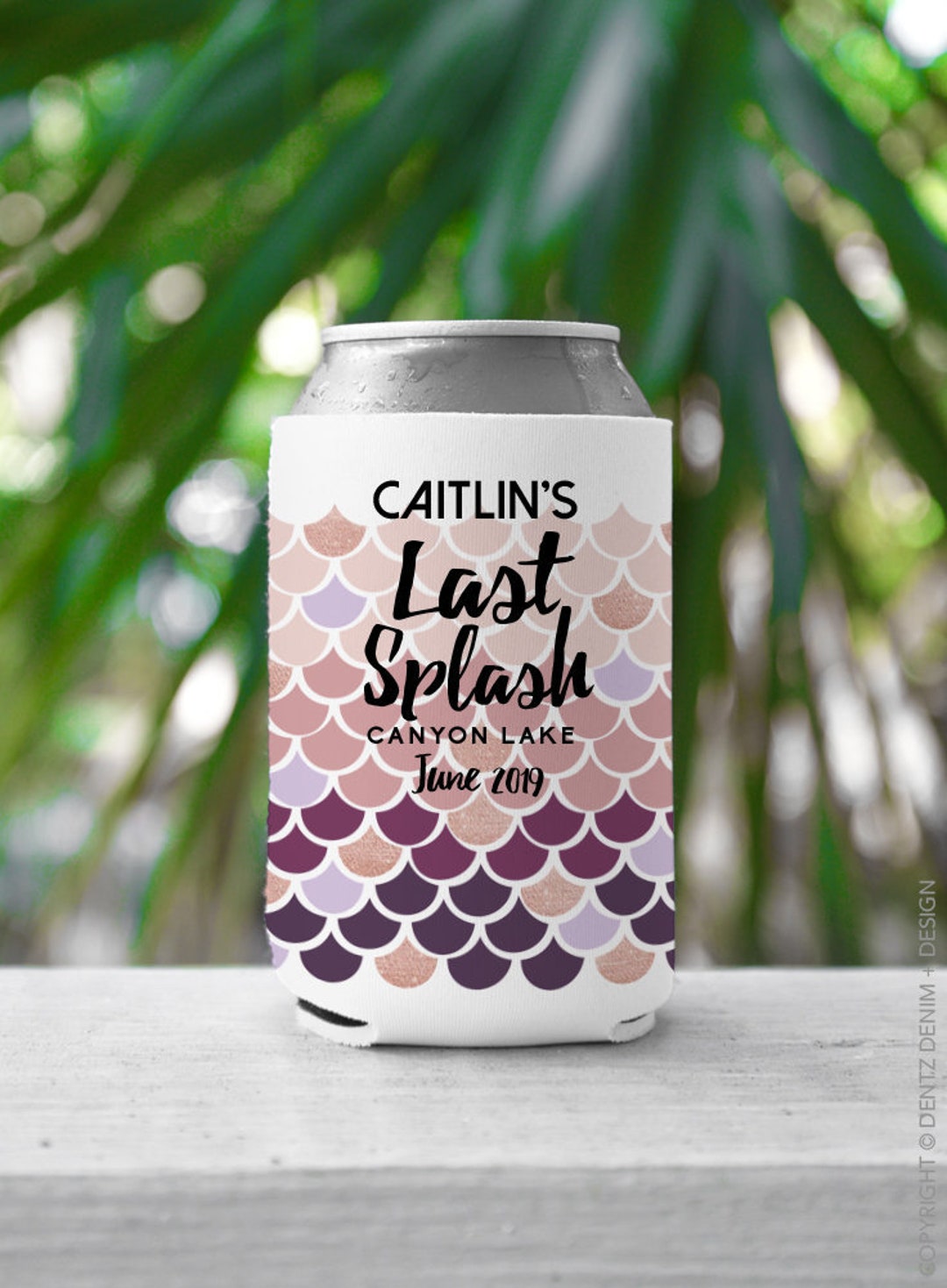 Slim Can Custom Mermaid Can Coolers, Mermaid Bachelorette, Last Splash ...