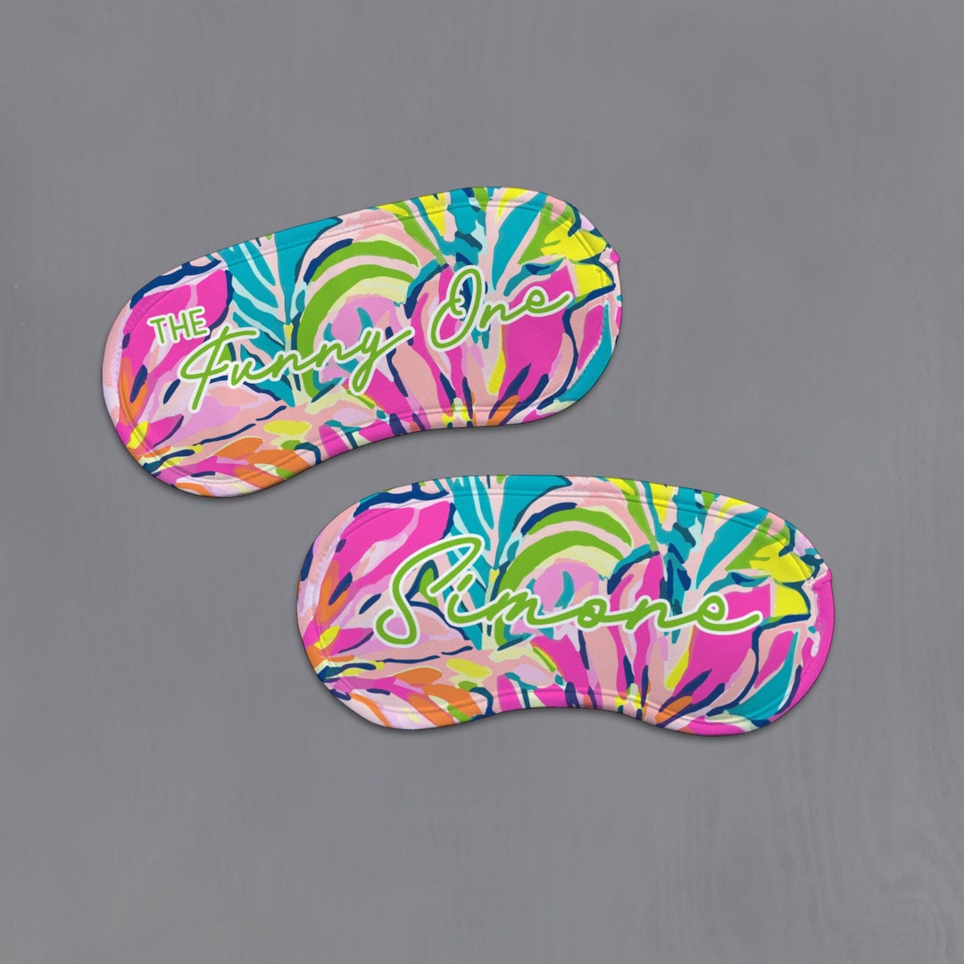 Custom Name and Text Eye Mask Tropical Summer Pattern - Personalized ...