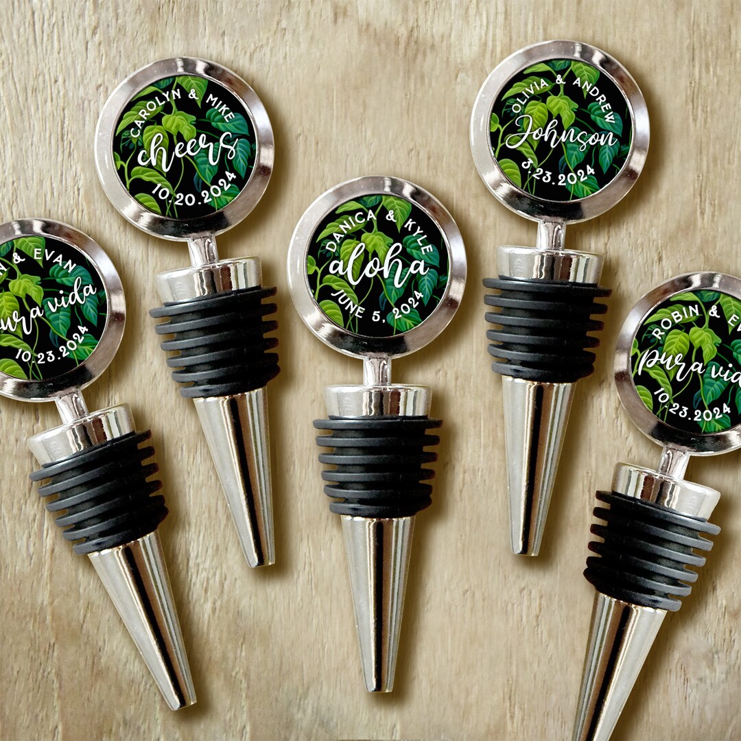 Personalized Wine Bottle Stopper - Tropical Vines and Leaves Wine ...