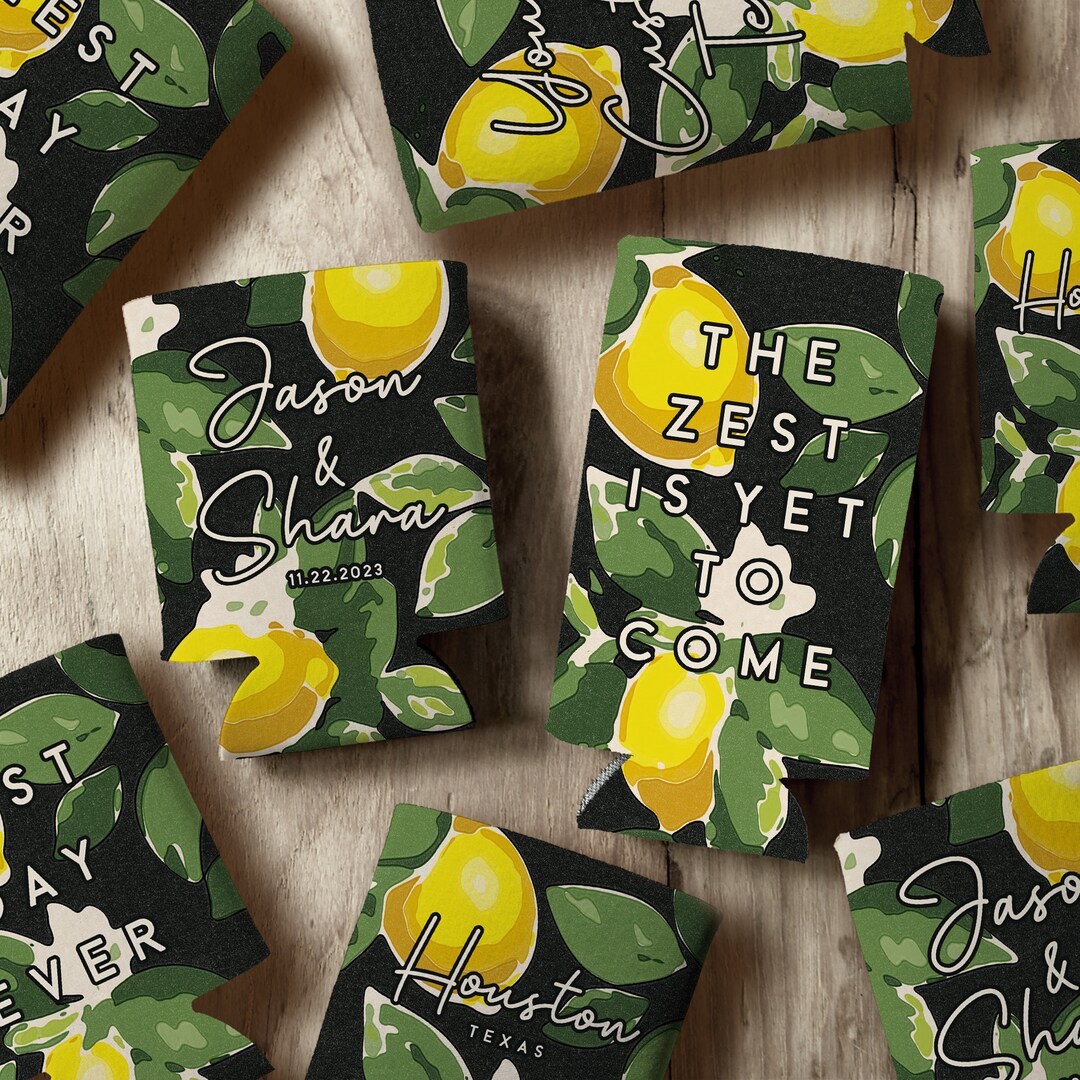 Lemon Theme Shower Wedding and Party Favors Custom Can Coolers - Can ...