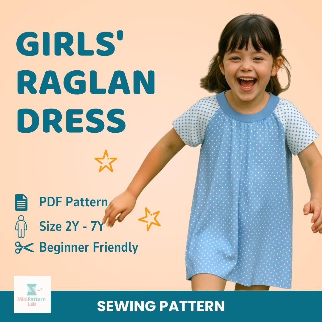 Girls' Raglan Dress PDF Sewing Pattern: Beginner-friendly Summer Tunic ...