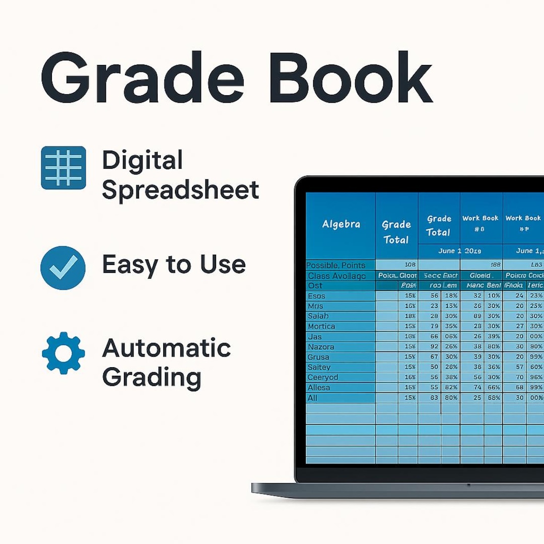Digital Grade Book Spreadsheet: Excel and Google Sheets Teacher ...