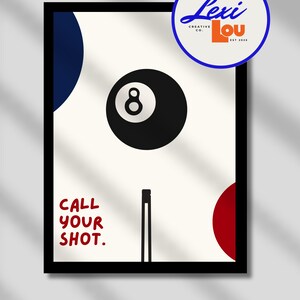 Billiards Pool Poster, Eight Ball Call Your Shot Matte Vertical Wall ...
