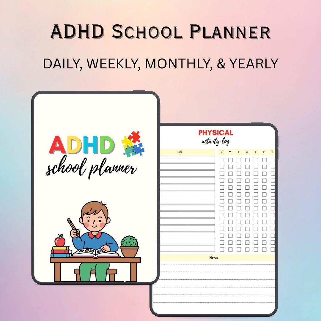 Printable ADHD Student Planner, Digital School Planner With Calm ...