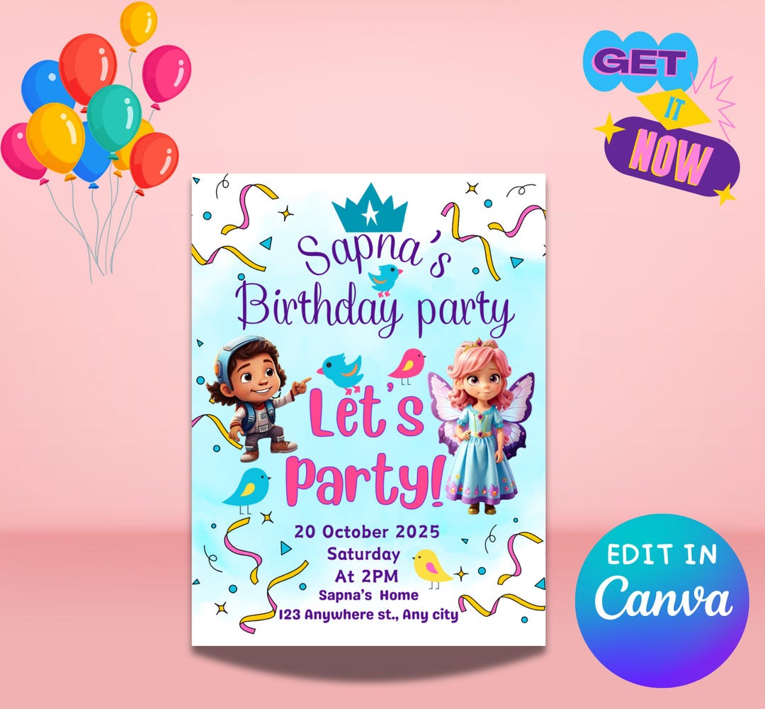 Simple Colorful Birthday Invite, Bright and Cheerful Party, Invitations ...