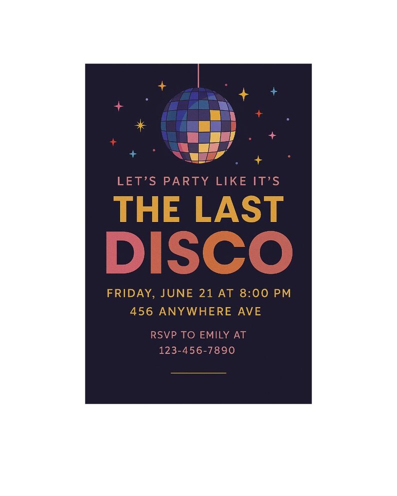 Editable Last Disco Party Invite | Retro 70s Themed Bachelorette or Hen ...