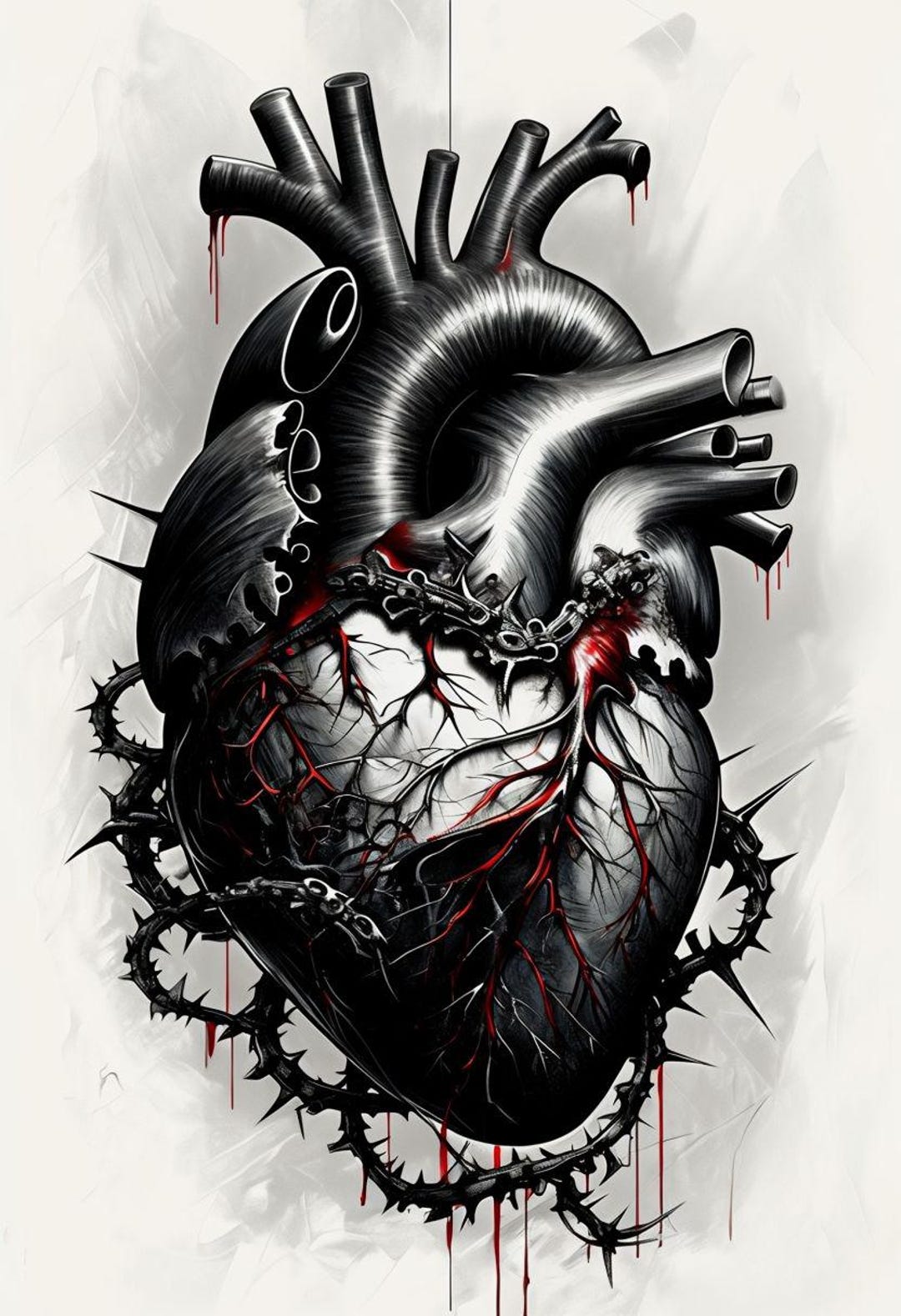 Gothic Anatomical Heart Digital Print | Dark Surreal Wall Art ...