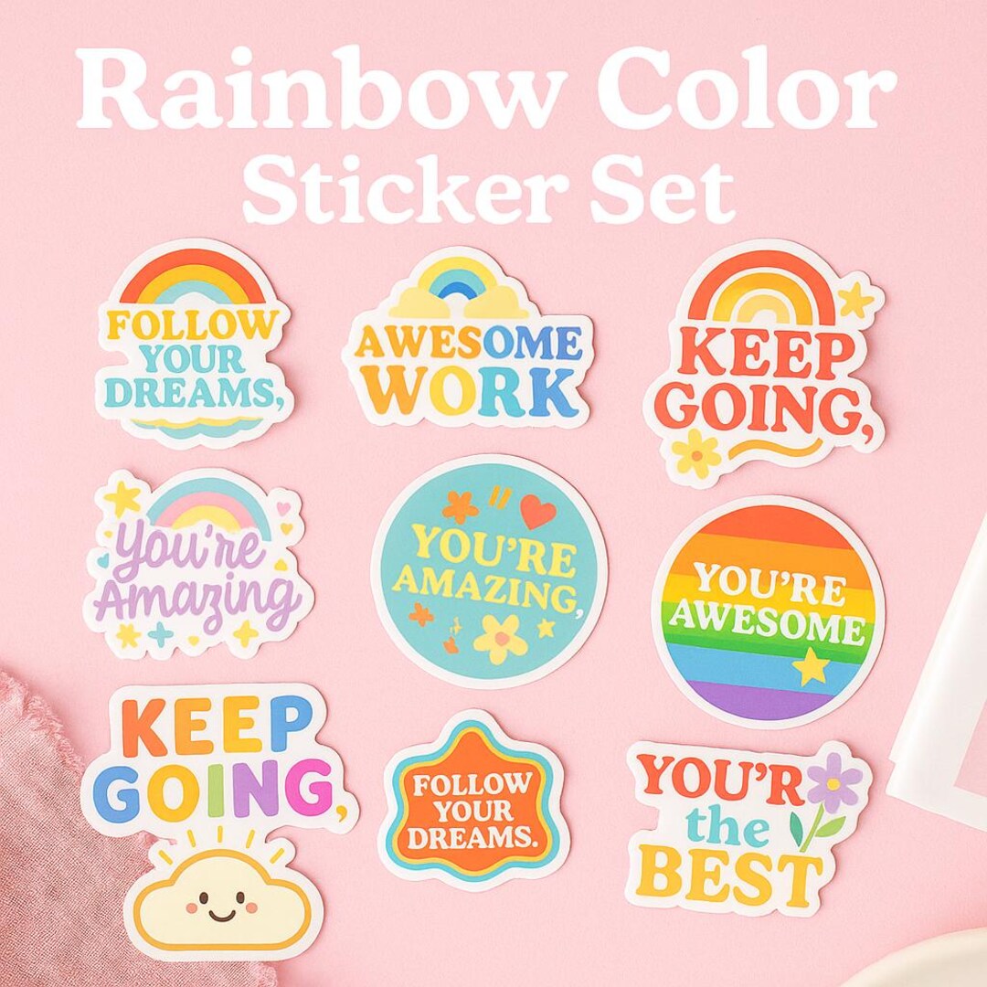 Rainbow SVG Stickers - You're Amazing, You Made My Day - Colorful ...