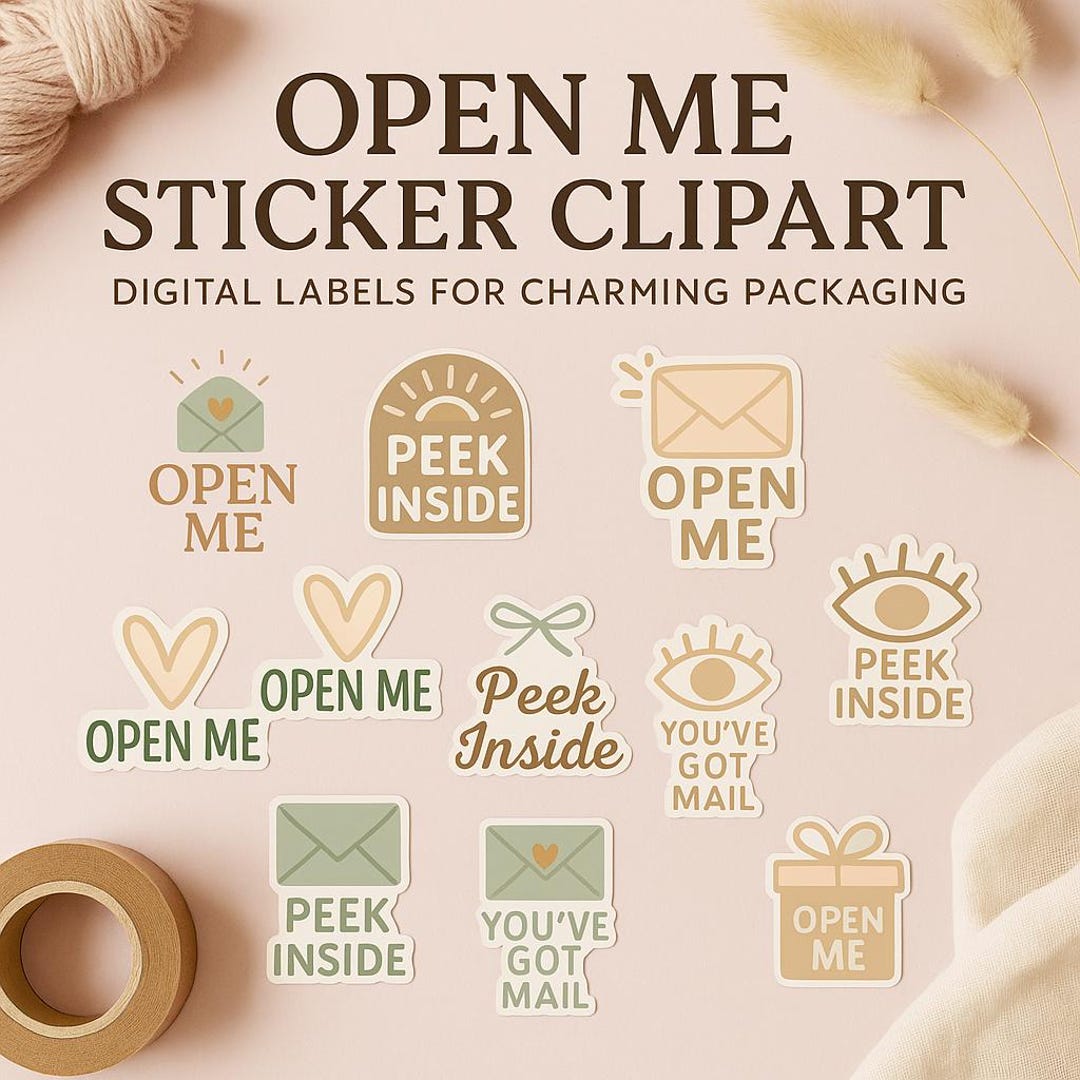 Open Me Sticker Clipart | Unboxing Labels PNG SVG for Small Business ...