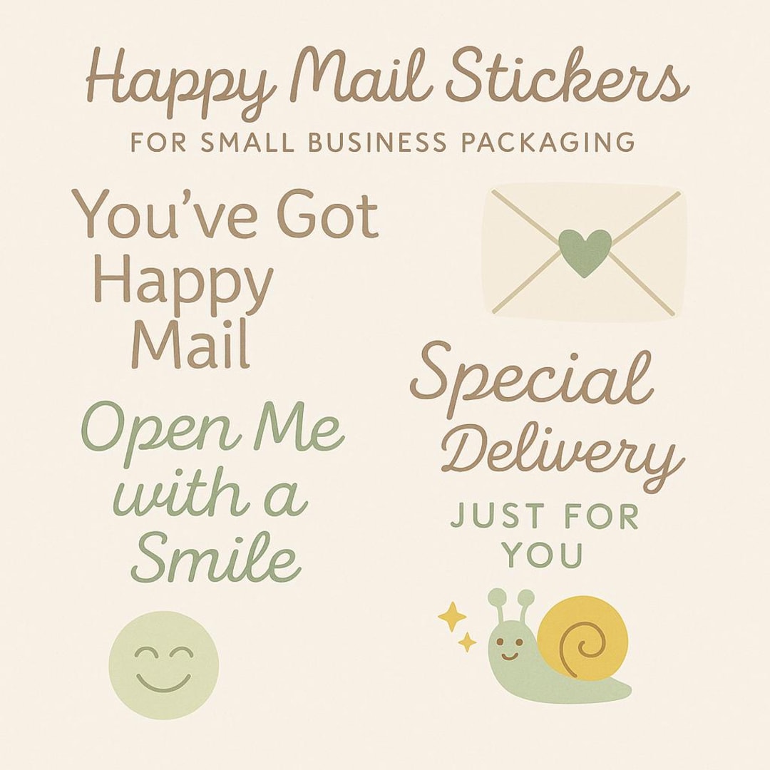 Happy Mail Kawaii Stickers PNG SVG | Small Business Packaging Labels ...
