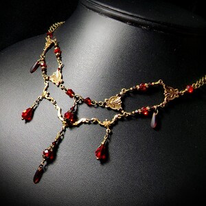 Blood Red Victorian Choker Crimson Gothic Drop Dark Red - Etsy
