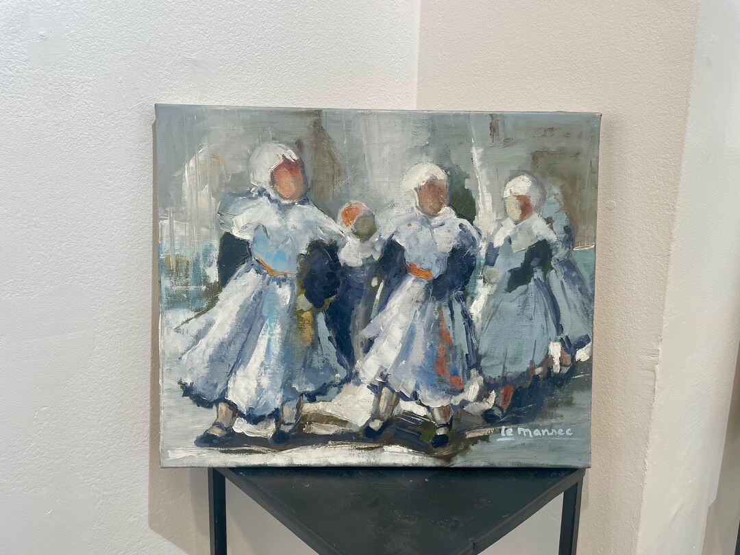 Painting 3 Small Breton Women | Breton Wall Decoration | Original ...