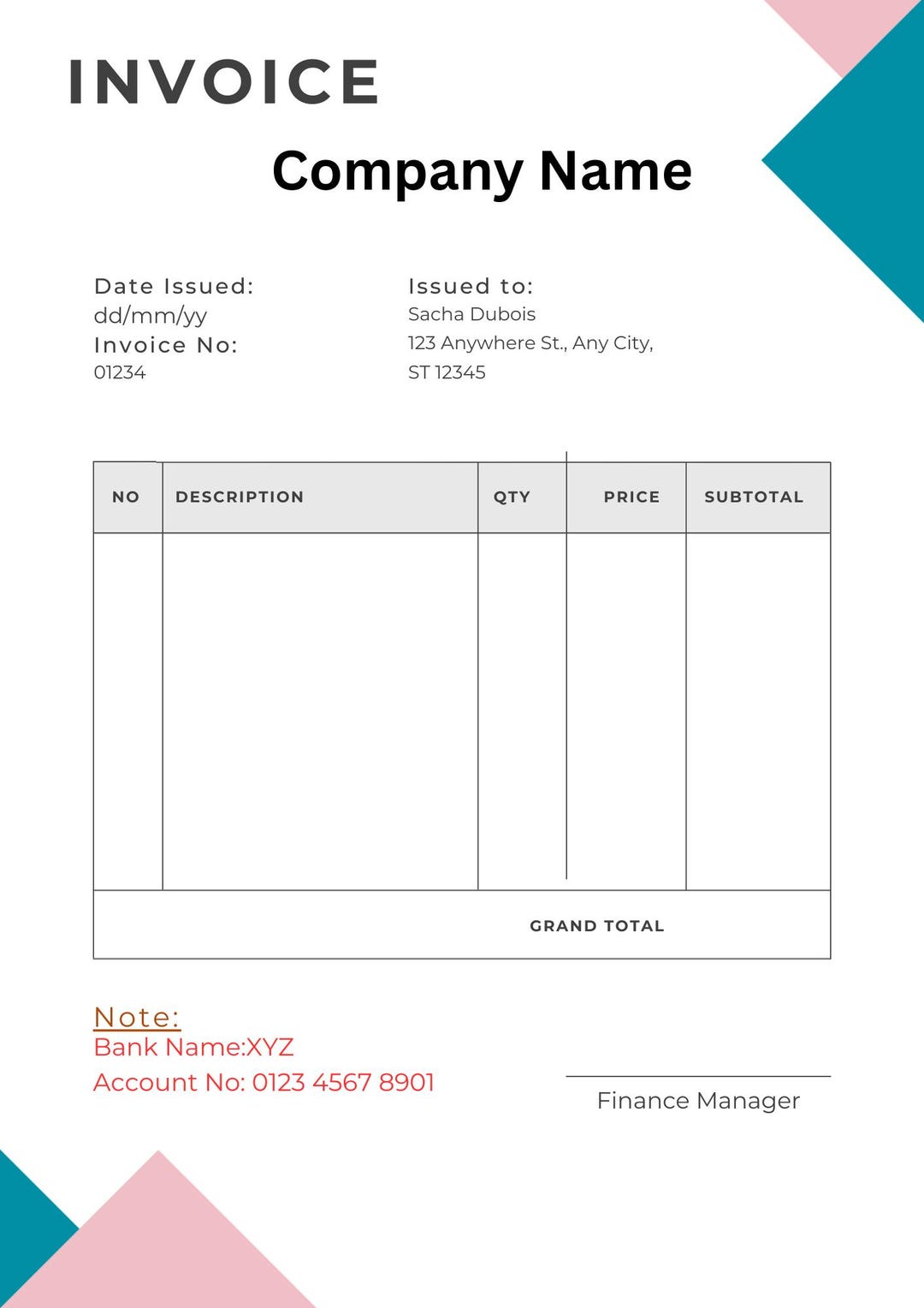 Editable Digital Invoice Letter Professional Business Invoice Template ...