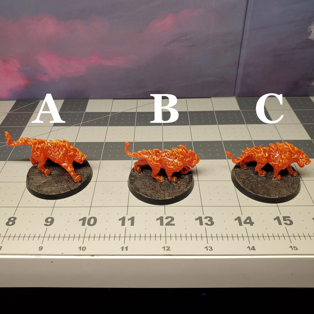 Painted D&D Mini - Elemental Firecat - Etsy