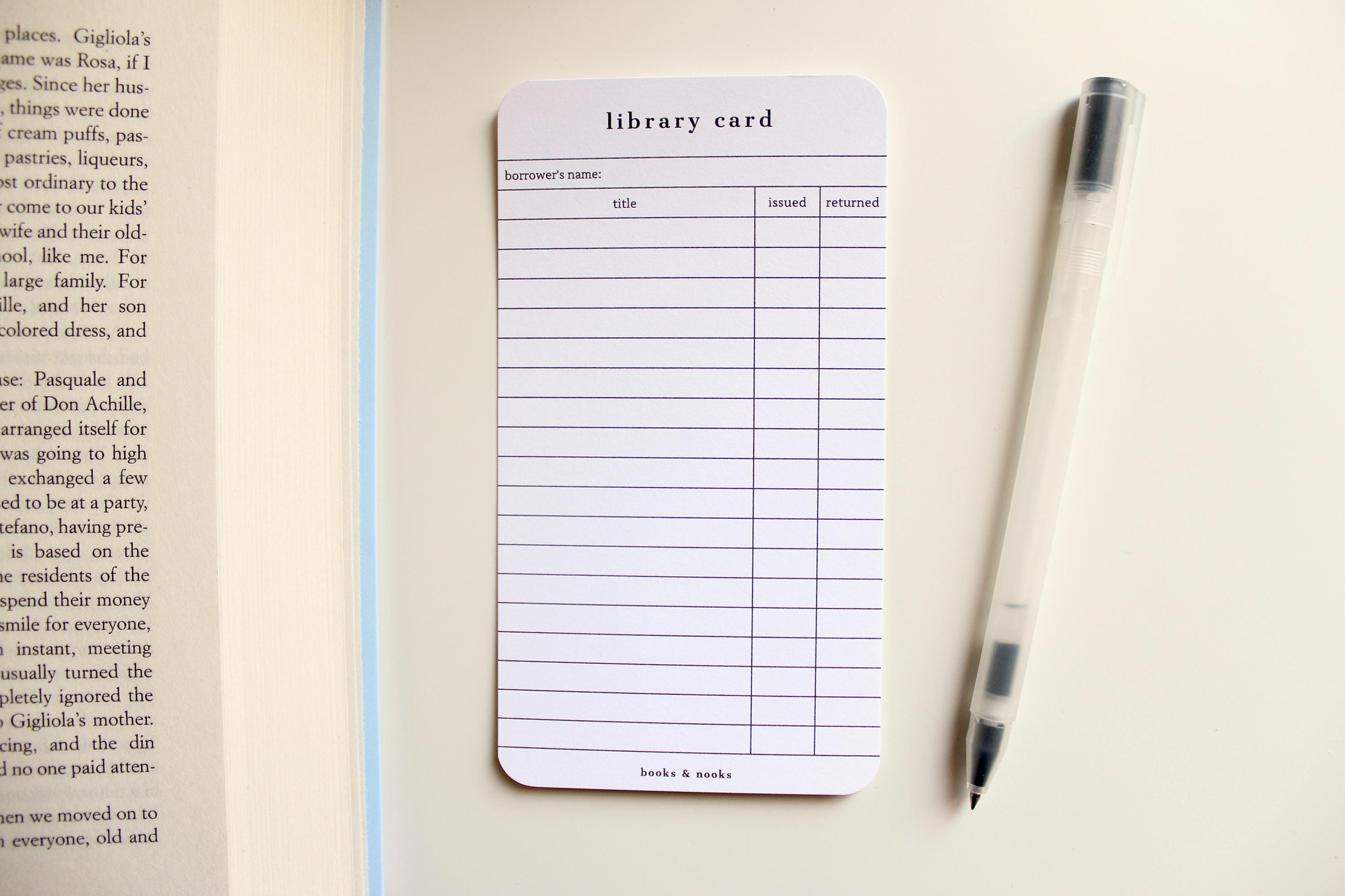 Printable Library Card Bookmark | Library Book Checkout Card | Book ...