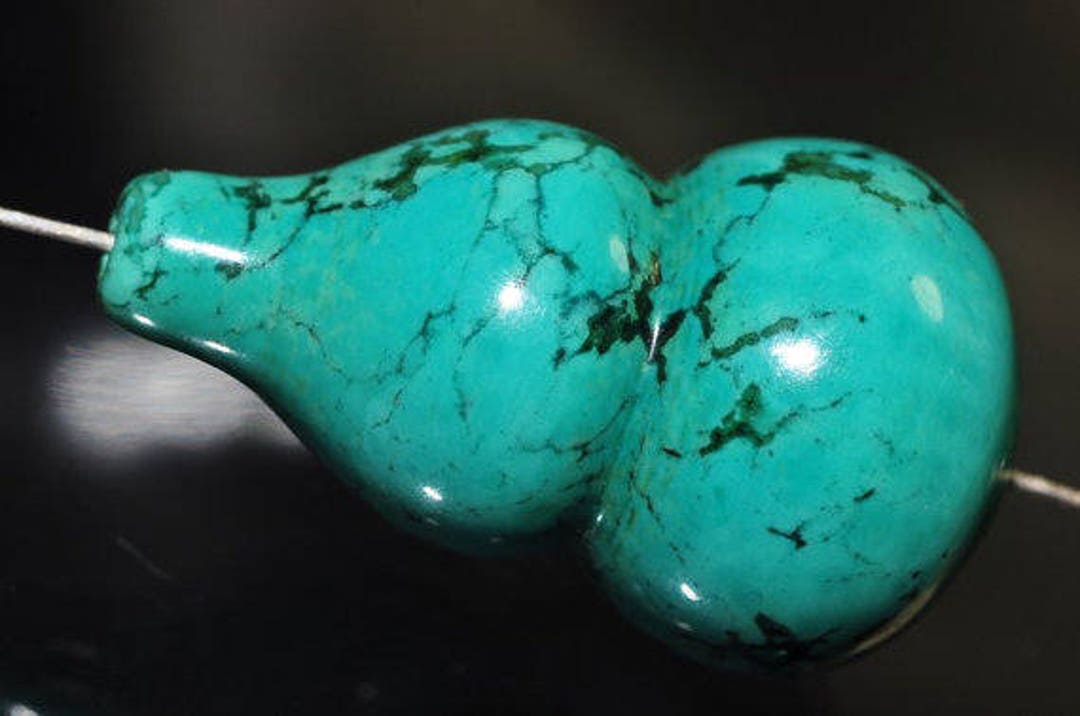 One Piece 16x24mm Blue TURQUOISE MAGNESITE Carved Bottle Gourd (wu Lou ...
