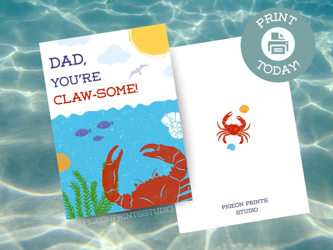 Claw-some Crab Card for Dad, Unique Father's Day Gift, Fun Ocean ...