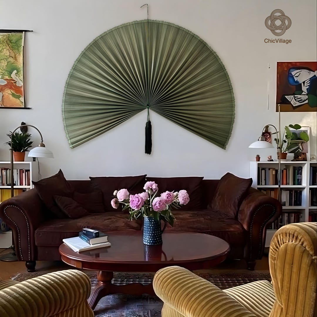 Wall Fan Decor, Decorative Bamboo Wall Hanging Fan Fan, Headboard Fan ...