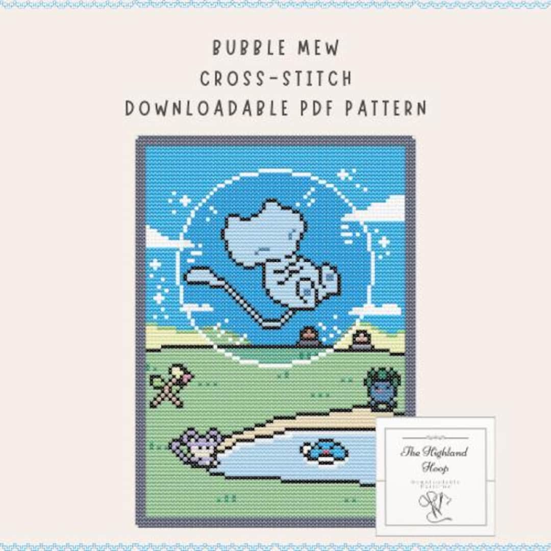 Bubble Mew Cross-stitch Downloadable PDF Pattern - Etsy