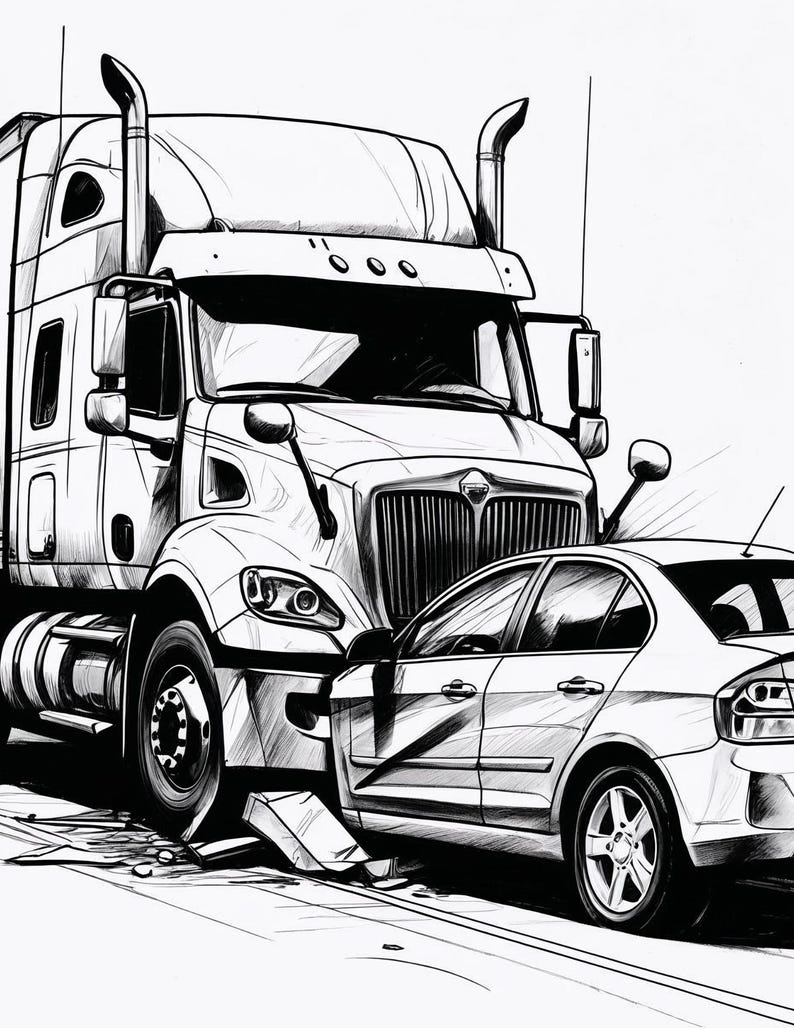 Semi-truck Accident Coloring Sheet | Insurance Claims Training (digital ...
