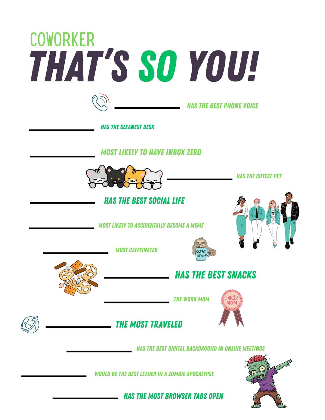 Coworker Party Game Printable, That's so You! - Etsy