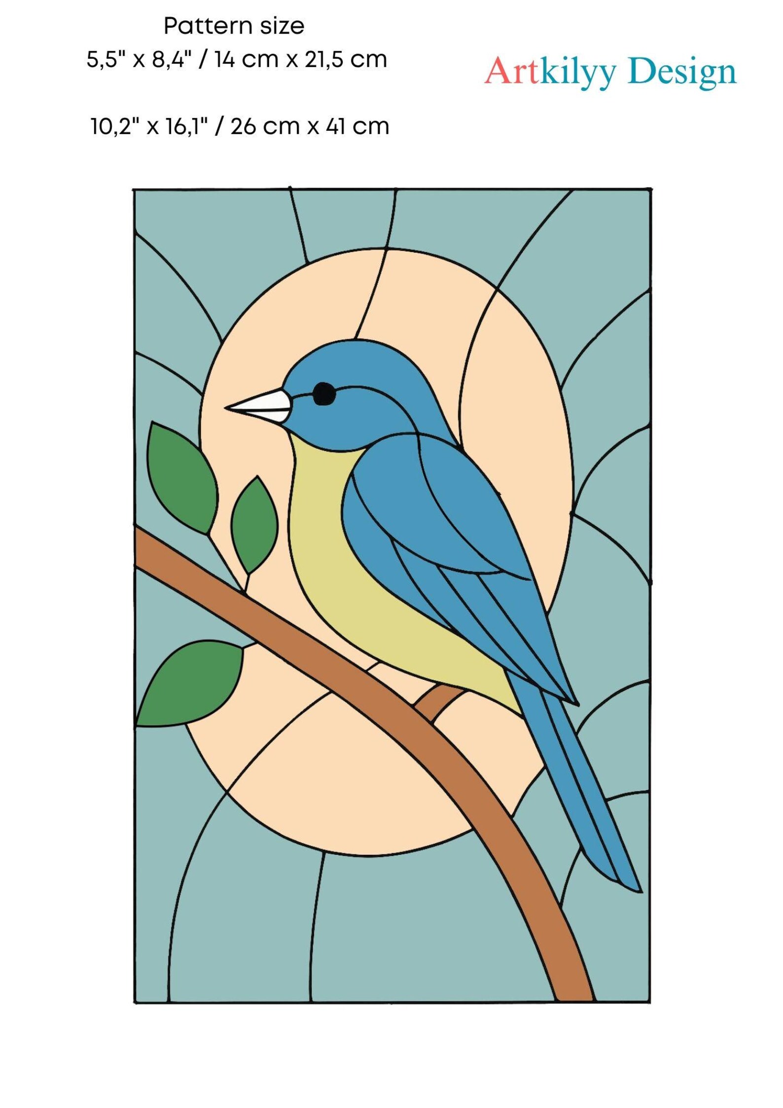 Blue Bird Stained Glass Pattern PDF – Printable Numbered Template for ...